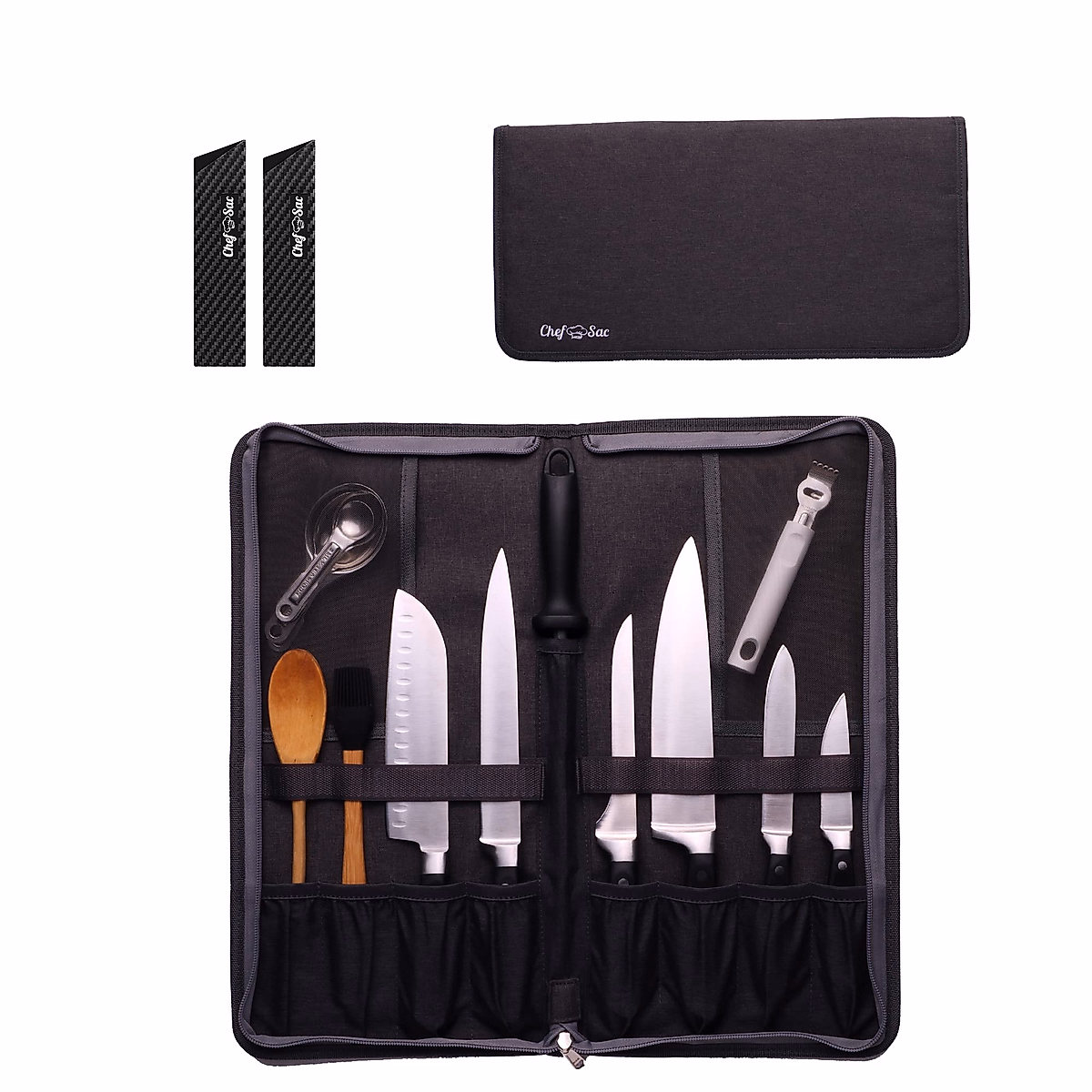 Chef Sac Chef Knife Folder Case Organizer Bag with 2-Pack Knife Guards (8.5") Included