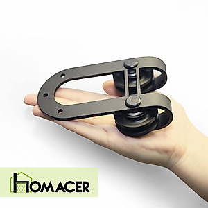 Homacer Mini Black Rustic Non-Bypass Sliding Barn Door Hardware Kit, for Two/Double Doors, 72-inch Long Flat Track, Horseshoe Design Roller, Cabinet TV Stand Console Use…