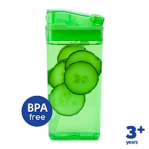 Precidio Design Drink in the Box Eco-Friendly Reusable Juice Box Container, 12 ounce, Green