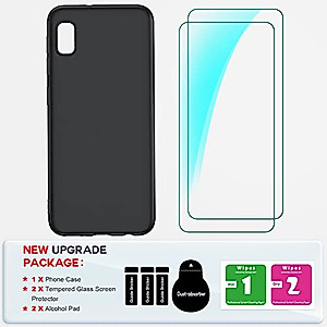 LeYi for Samsung A10e Case: Galaxy A10e Case with 2 Pack Tempered Glass Screen Protector for Women Men, Liquid Silicone Slim Gel Rubber Protective Phone Cases Cover for Samsung Galaxy A10e, Black