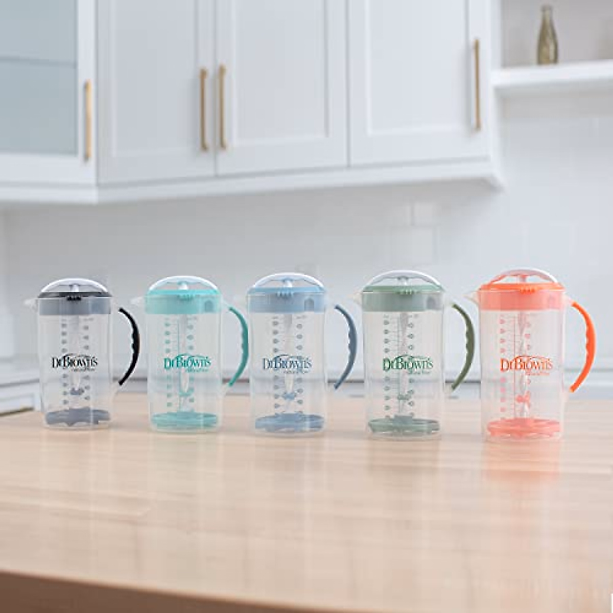 Dr. Brown's Baby Formula Mixing Pitcher with Adjustable Stopper, Locking Lid, & No Drip Spout, 32oz, BPA Free, Orange