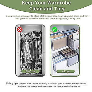 Akpgf Wardrobe Clothes Organizer for Jeans, Upgraded 7 Grids Mesh Compartment Storage Drawer Organizers and Storage, Extra Large 4PCS Pants Jeans Sweater Thick Clothes Organizer