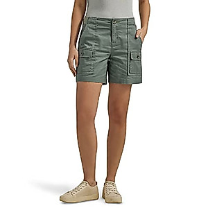Lee Women's Flex-to-Go Mid-Rise Relaxed Fit 6" Cargo Short, Fort Green