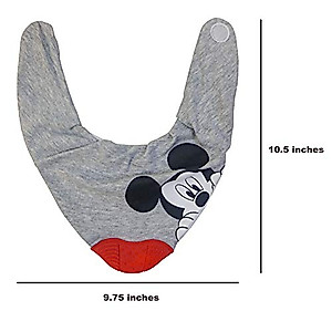 Disney Neat Solutions Mickey Mouse 3 Pack Infant Scarf Bib with Teether, Grey Heather