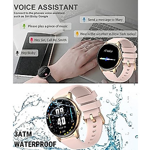 Holiday Smart Watch for Women (Answer/Make Calls), 1.3” HD Full Touch Screen Heart Rate/Sleep Monitor/Pedometer, 100 Sports 3ATM Waterproof Fitness Watch for Android iOS Phone