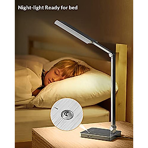 LEPOWER Bright LED Desk Lamp - 900LM 24W Eye-Caring Desk Light with Dual USB Charging Ports, Touch Control Table Light with 50 Dimmable Lighting Modes & 3 Modes Timer for Home, Office, Study