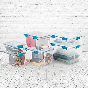 Sterilite Gasket Box, Stackable Storage Bin with Latching Lid, 80 Quart, 12 Pack