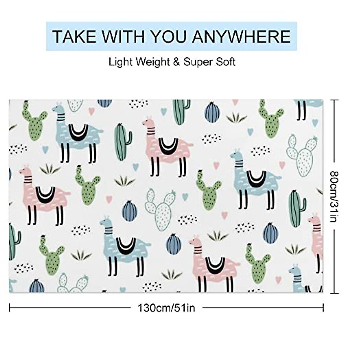 My Little Nest Bath Towels Quick Dry Bathroom Towels Cute Llama Cactus Elements Absorbent Shower Towels Soft Hand Towel Wash Cloths for Spa Pool Hotel Gym 31" x 51"