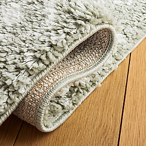 SAFAVIEH Berber Fringe Shag Collection Area Rug - 6'7" x 9', Sage & Ivory, Moroccan Design, Non-Shedding & Easy Care, 1.2-inch Thick Ideal for High Traffic Areas in Living Room, Bedroom (BFG516W)