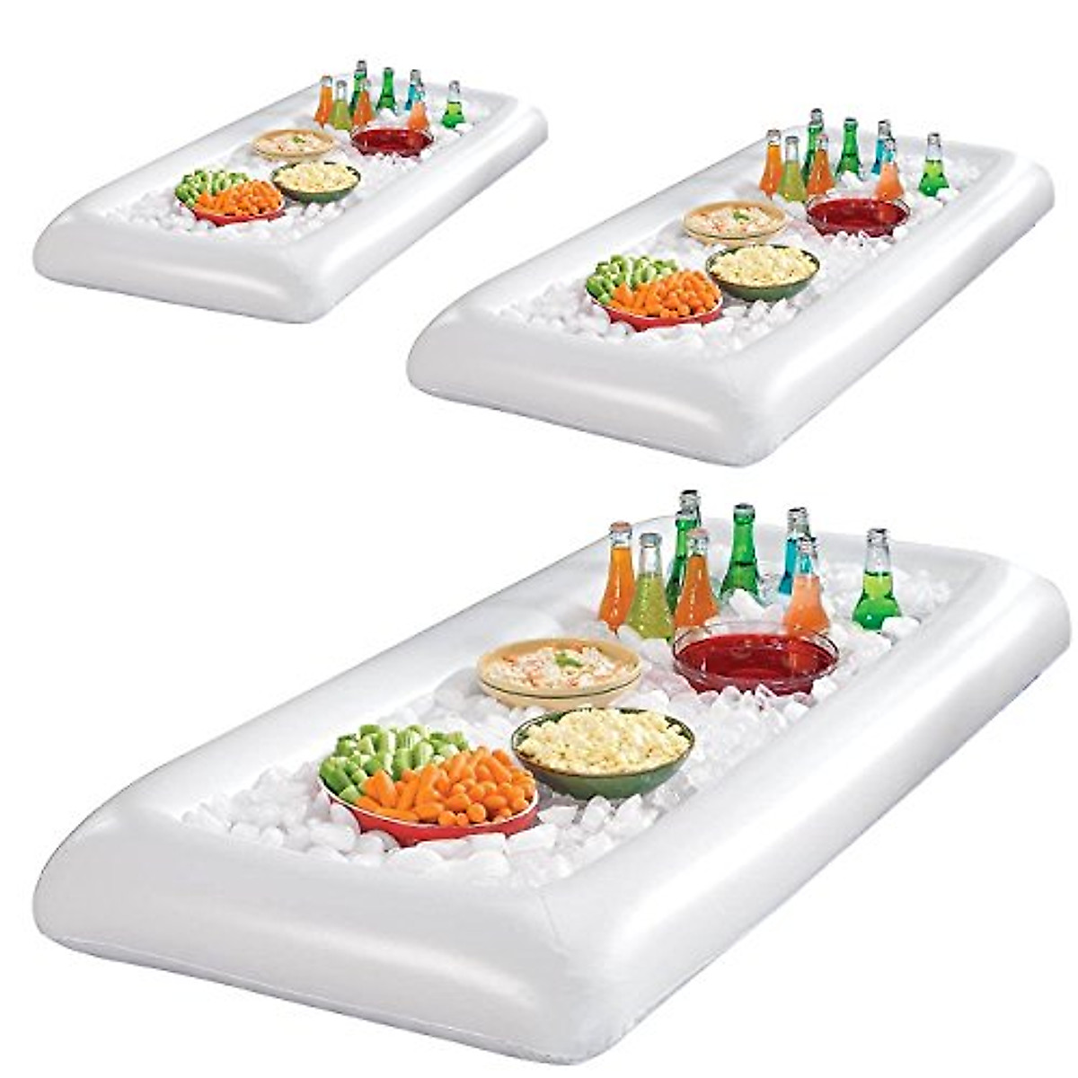 Sorbus White Inflatable Drinks & Food Serving Bar with Drain Plug (3 Salad Bars)