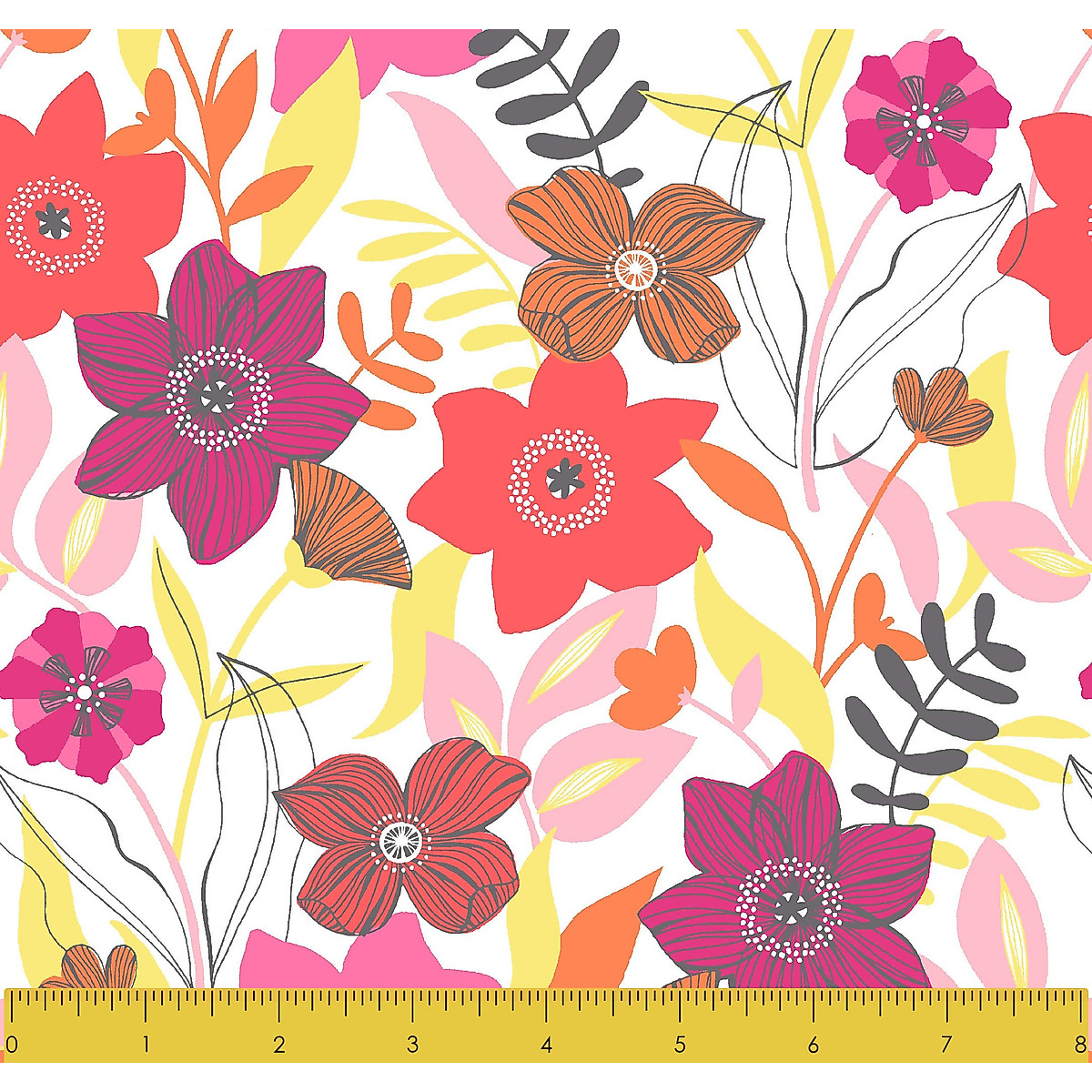 Stitch & Sparkle Fabrics, Modern Scandinavian, Flowers Pink Cotton Fabrics, Quilt, Crafts, Sewing, Cut by The Yard, 44 Inches (SSSF002)