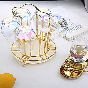 Vanleonet Colored Diamond Stemless Wine Glasses Set,Modern Rainbow Wine Glass, Iridescent Wine Glass Gifts for Women,Men, Old Fashioned Rainbow Glass for Party