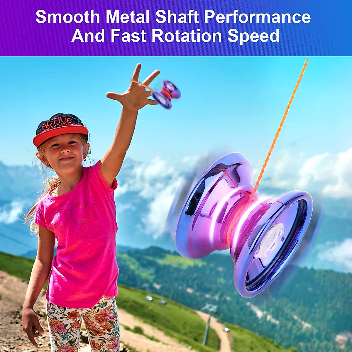 LUOMAJA Professional Unresponsive Yoyo Ball - Miraculous Metal Yo Yo Magic for Kids Beginner with 10 String Pack + 2 Dragon Finger Gloves for Beginner & Professional (JD306)