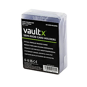 Vault X Wide-Fit Semi-Rigid Card Holders for Trading Cards & Sports Card Grading submissions (50 Pack)