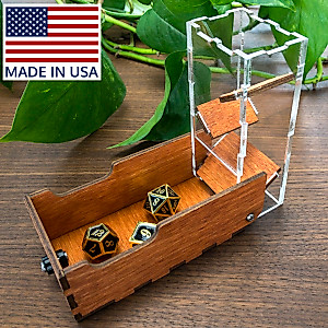 C4Labs Micro Travel Portable Dice Tower AND Dice Vault | Fits Standard Seven Set of Dice (Gunstock)