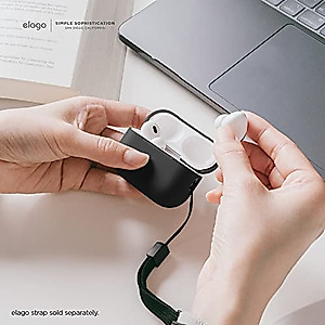 elago Portable Electronic Device Cover Compatible with AirPods Pro 2nd Generation Earphones Case, Protective Silicone Case, Front LED Visible, Supports Wireless Charging [Black]