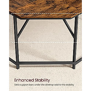 VASAGLE L-Shaped Computer Desk, 58-Inch Corner Desk for Study, Home Office Writing Workstation, Gaming Table, Space-Saving, Easy Assembly, Industrial Design, Rustic Brown and Black ULWD73X