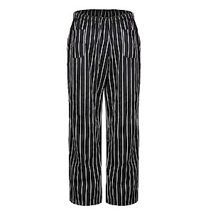 TopTie Men's Black Stripe Cargo Style Kitchen Work Chef Pant