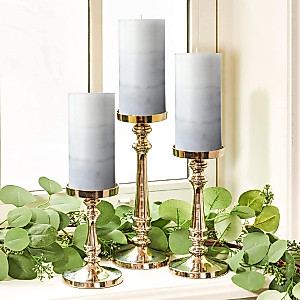 CRYSTAL CLUB White Pillar Candles, Aromatherapy Scented Candles, Set of 3 Tall 3x6 Inch Rustic Grey Candles, Clean Burning and Dripless Candle Lights, Creamy Coconut Scented for Home Décor