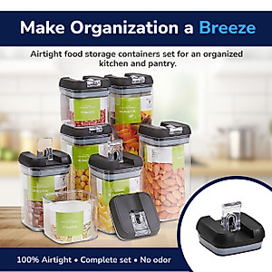 Airtight Food Storage Containers Set with Lids - 7 PCS Home and Kitchen Pantry Organization and Storage - Plastic Canisters for Dry Food, Sugar and Flour - BPA Free Storage bins with Labels, Marker and Ziploc Bags