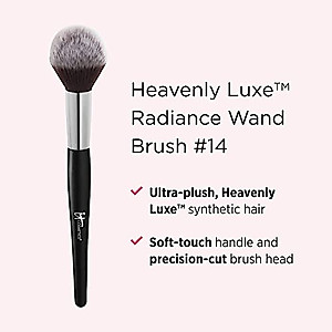 IT Cosmetics Heavenly Luxe Radiance Wand Brush #14 - For Loose & Pressed Powder Makeup - Use with Bronzer, Blush & Highlighter - With Award-Winning Heavenly Luxe Hairs