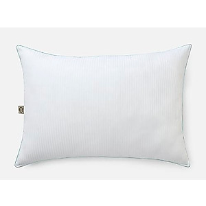 MARTHA STEWART Down Alternative Bed Queen Pillows Set Of 2, Cooling Hotel Pillow, Memory Foam-Like Fiber Fill, Premium Side Sleeper Dorm Pillows For Adults, Pressure Relieving, Dobby Stripe, White