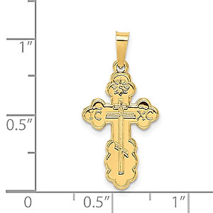 Diamond2Deal 14K Yellow Gold Eastern Orthodox Religious Crucifix Cross Charm and Pendant