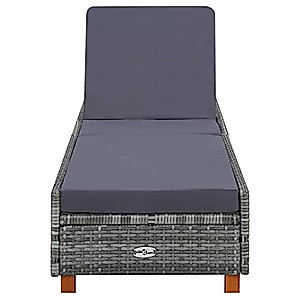 BUKSCYJS Sun Bathing Chair,Balcony Desk,Pool daybed,Patio Lounger Chair,Outdoor Lounge Set,Outdoor Lounge Set,Patio Day beds Outdoor,Sunbed with Cushion Poly Rattan Black