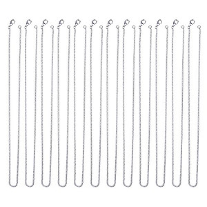 Outus 12 Pack Iron DIY Chain Necklaces Lobster Clasp Link Chain Necklaces Silver Plated (18 Inch)