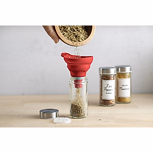 Orii 24 Glass Spice Jars with Stainless Steel Lids, 70 Spice Labels and Funnel, Seasoning Storage Bottles for Spice Rack, Cabinet, Drawer, Pantry