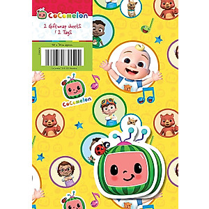 Danilo Cocomelon Wrapping Paper, Cocomelon 2 Sheet 2 Tag Wrapping Paper, Birthday Wrapping Paper