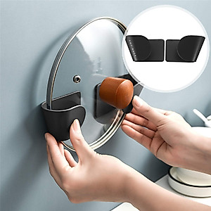 Cabilock 1 Pair Wall Mounted Pot Lid Organizer Kitchen Organizer Pot Lid Rack Heavy Duty Wall Hooks Hangers Cutting Board Stand Holder Black