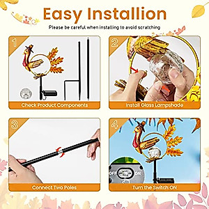 Thanksgiving Decorations Outdoor, 2 Pack AHAORIGIN Solar Turkey Fall Decorations, 36" Solar Powered Metal Turkey Garden Stakes Lights, Auto ON/Off Waterproof Thanksgiving Yard Pathway Outdoor Decor