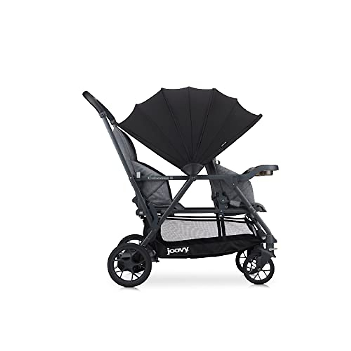 Joovy Caboose S Too Double Stroller, Stand on Tandem, Premium Sit and Stand, Grey Melange