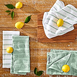 KitchenAid Albany Kitchen Towel 4-Pack Set, Pistachio/White, 16"x26"