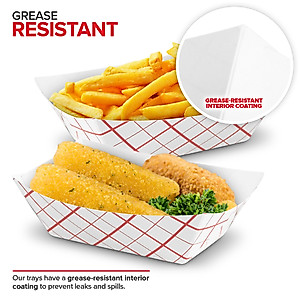 Extra Small Paper Food Boats (250 Pack) .5 Lb Disposable Red & White Checkered Paper Food Trays, Eco Friendly Paper Food Trays, Serving Boats for Concession Food & Condiments, Kid Size 3.75" x 2"