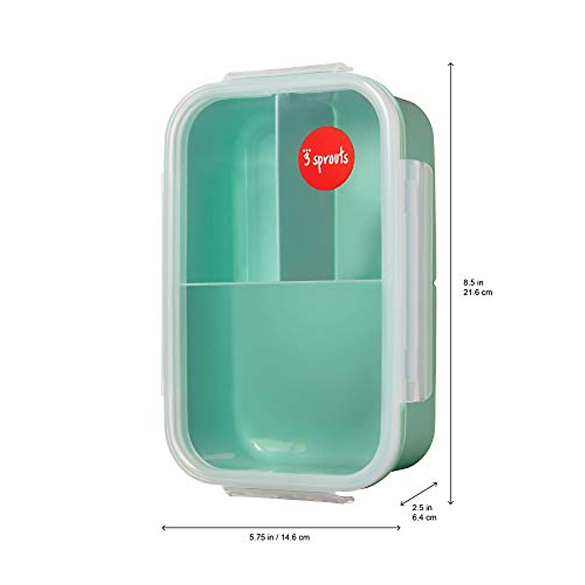 3 Sprouts Lunch Bento Box – Leakproof 3 Compartment Lunchbox Container for Kids , 8.5x5.75x2.5 Inch (Pack of 1)