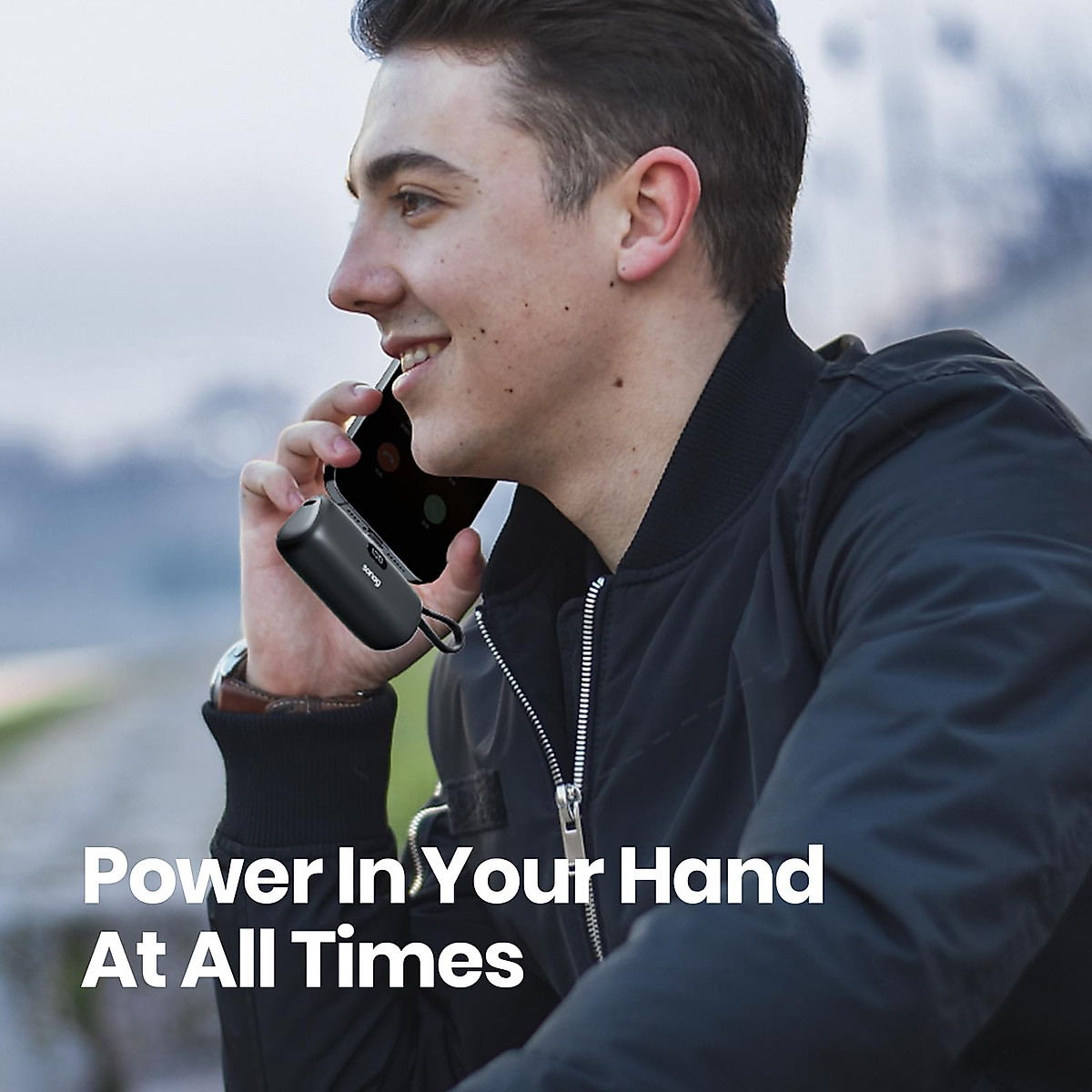 Sanag Portable Charger PD Fast Charging Mini Power Bank 5000mAh Charger with Built-in Cable Stand and LED Display Powerbank Compatible with iPhone 15/14/13/12 Pro Max Samsung Android Phones