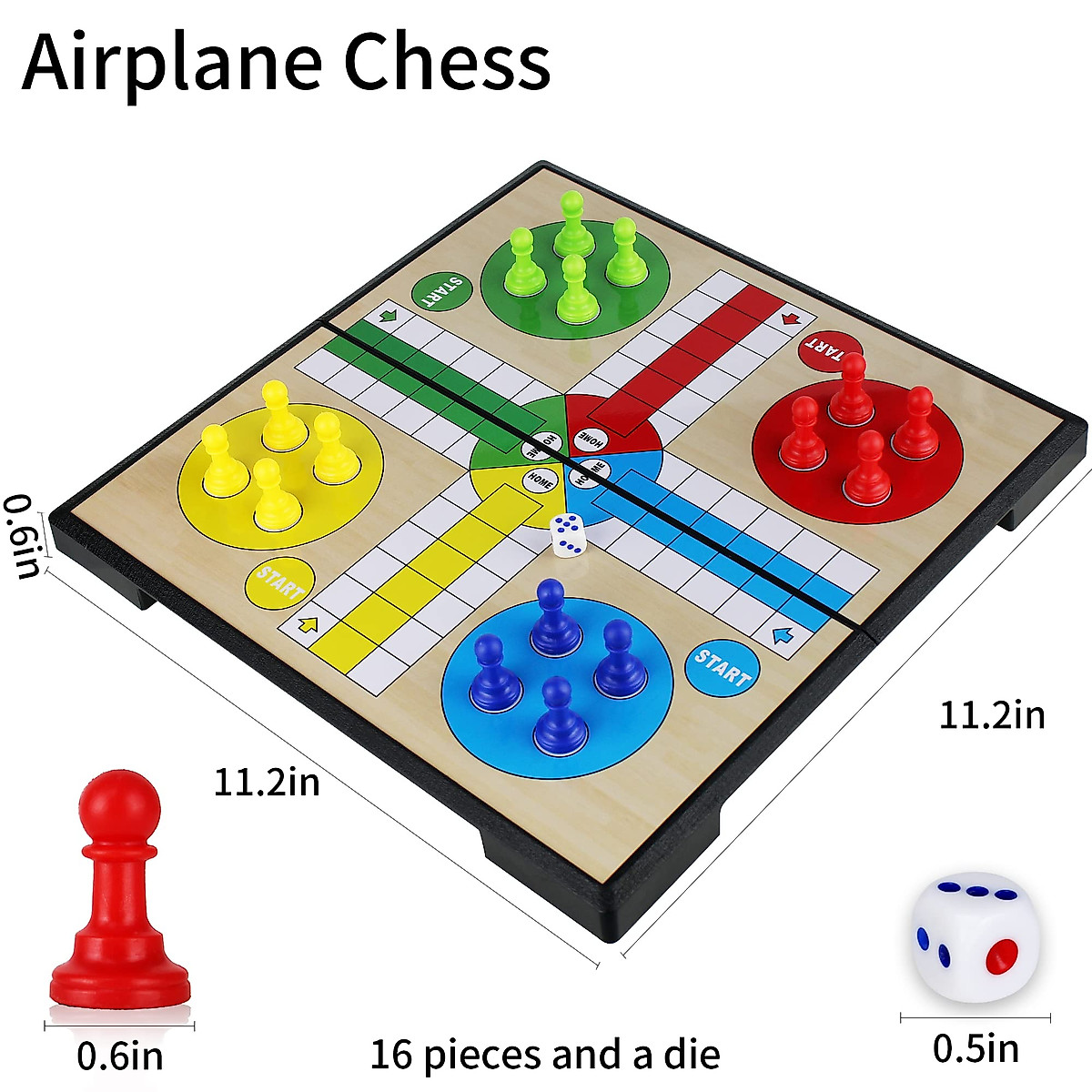 KIDAMI Ludo Magnetic Board Game Set, Children’s Family Ludo Learning Game for Kids and Adults（11.2X11.2 in ）