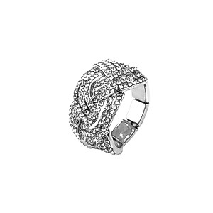 Nicole Miller New York Silvertone Twisted Stretch Clear Crystal Rhinestones Fashion Ring