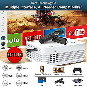 Native 1080P 5G WiFi Bluetooth Projector, Faltopu 9800lumen [120'' Screen Included] 300ANSI Outdoor Mini Movie Projector with WiFi and Bluetooth, Compatible with iOS/Android, TV Stick, HDMI