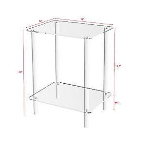 KMANDLU 2Pack Premium Clear Acrylic Side Table Set - 2-Tier End Table, Nightstand, Coffee Table - Ideal for Small Spaces - Modern Acrylic Furniture