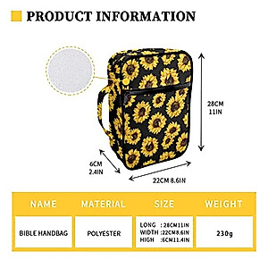 Flashideas Sunflower Portable Bible Cover Carrier Tote Bag Carry Bible Notebook Study Bible Case, Bible Cover Travel Purse Cell Phone Bags, Bilble Journaling Supplies