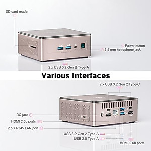 GEEKOM A5 Mini PC, AMD Ryzen 7 5800H(8C/16T, up to 4.4GHz), 32GB DDR4&512GB M.2 PCIe NVMe SSD, Vega 8 Graphics, Windows 11 Pro Desktop Computer Support 8K UHD/Wi-Fi 6/Bluetooth 5.2/USB 3.2