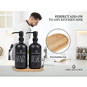 TIDY KITCHEN Premium Glass Soap Dispenser with Stainless Steel Pump, Sleek Design, Durable for Liquid Dish and Handwashing