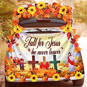 Tiamon Halloween Trunk or Treat Car Decoration Kit, Fall for Jesus Backdrop Thanksgiving Archway Garage Decorations Christian Bible Religions Banner Autumn Harvest Fall Car Decor Supplies