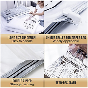 TAILI Long Side Zip - 8 Extra Large Vacuum Storage Bags for Bedding for Towels, Blankets, Pillows or Clothes-Space Saver Vacuum Seal Bags for Clothing Ideal Under Bed Storage Solution