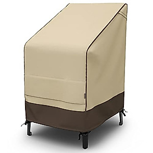 MR. COVER Stacking Outdoor Chair Covers, Fits 4-6 Stackable Patio Chairs, 26W x 34D x 45H Inches, Large Air Vents, Waterproof & UV-Resistant Material, Brown & Khaki