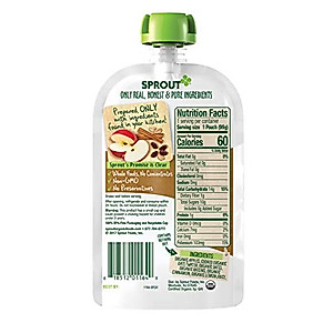 Sprout Organic Stage 2 Baby Food Pouches, Apple Oatmeal Raisin with Cinnamon, 3.5 Ounce (Pack of 6)