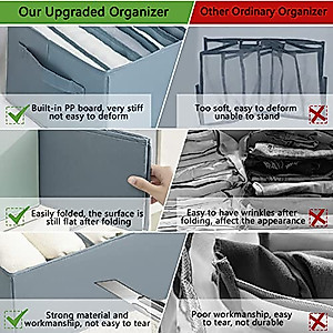 Wardrobe Clothes Organizer for Folded Clothes,Drawer Organizers for Clothing Foldable with Thickened Fabrics,Closet Storage With 9+9 Compartment Closet Organizer for Jeans Pants Bedroom Grey